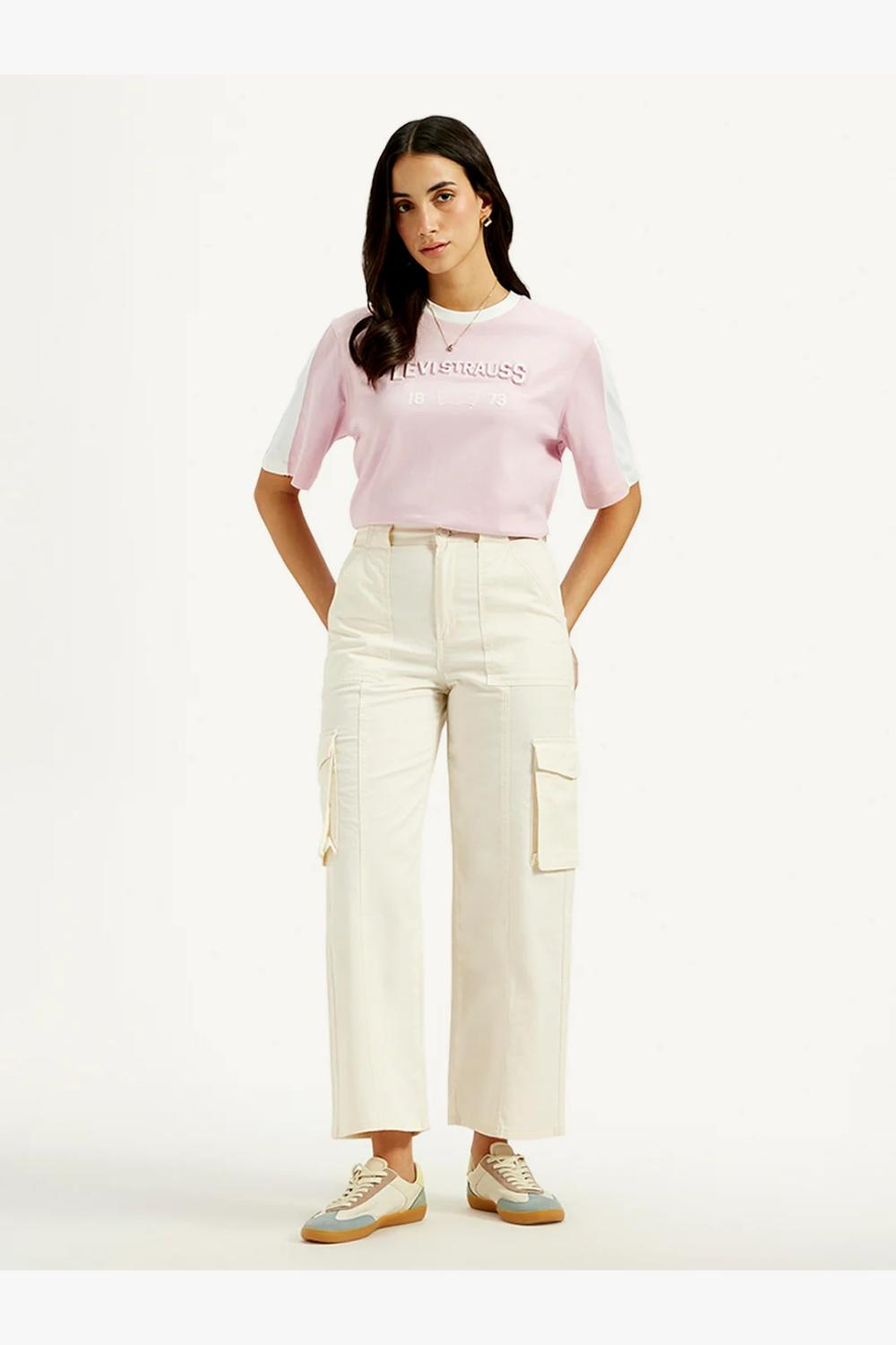 Levi's Women's High Rise Off-White Wide Leg Cargo Pant | Odel.lk