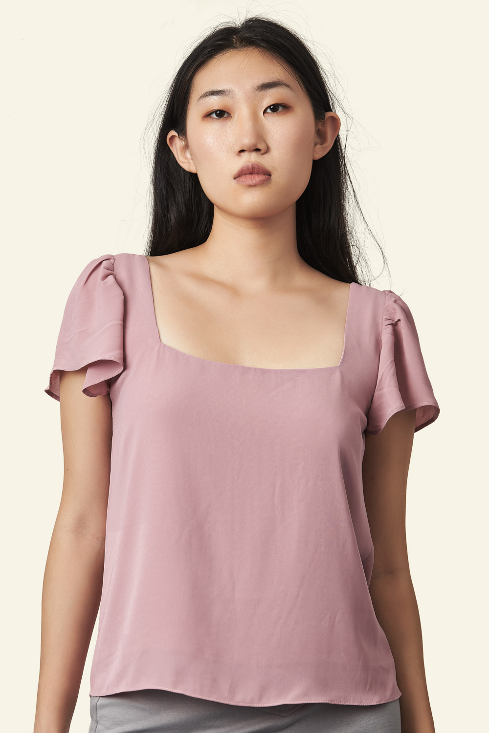 Closet Light Pink Flutter Sleeve Top | Odel.lk
