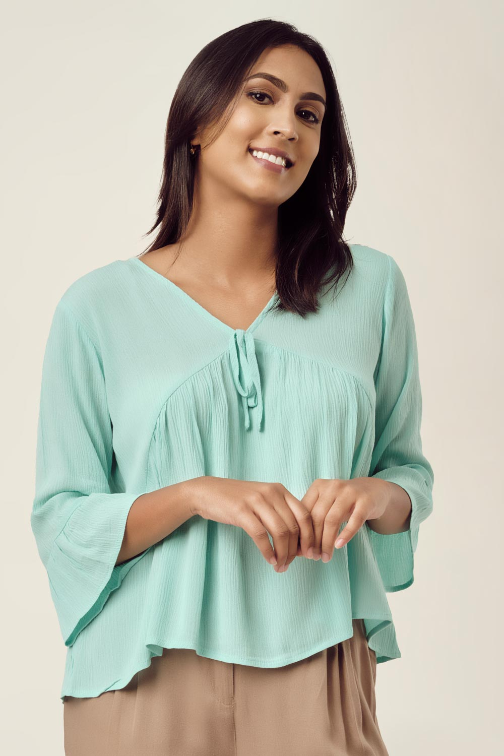 Cotton Collection Cotton Green Flare Top By Coco | Odel.lk