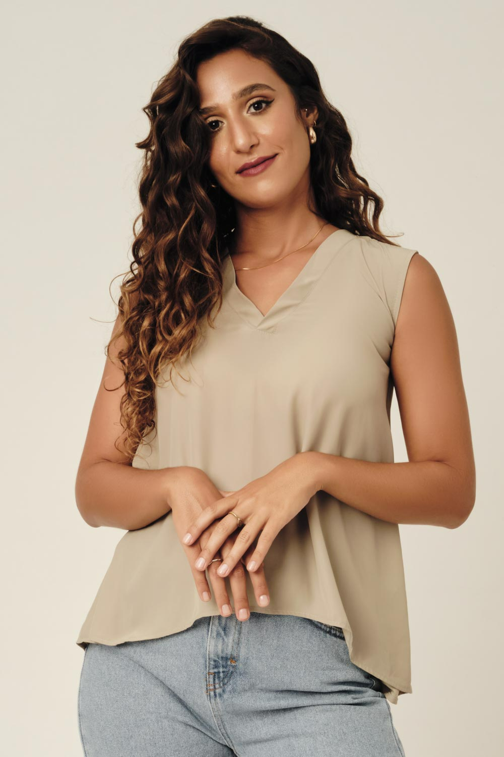 Odel Light Green V Neck Sleeveless Hi-Low Top | Odel.lk