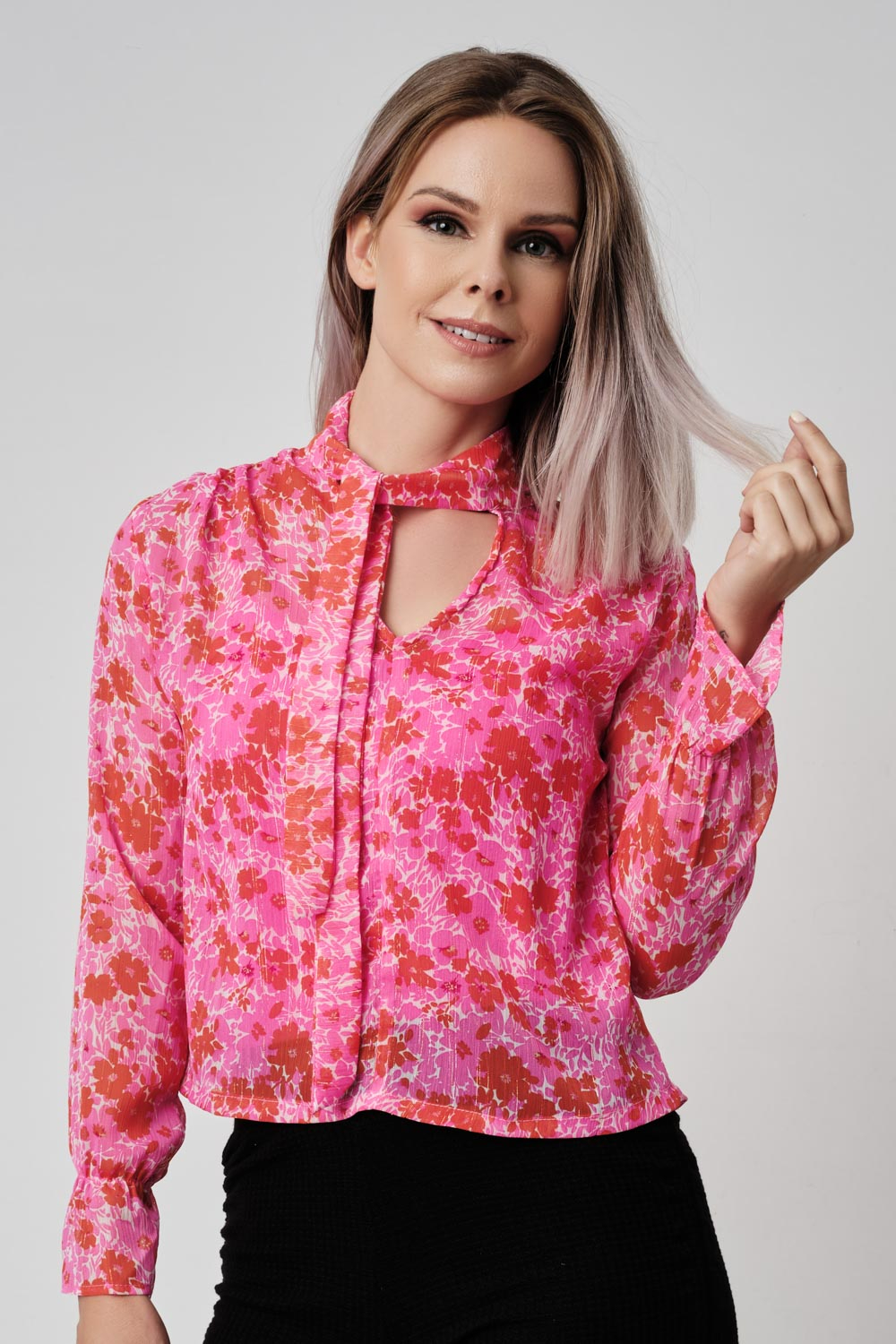 Odel Floral Printed Neck Tie Up Top | Odel.lk