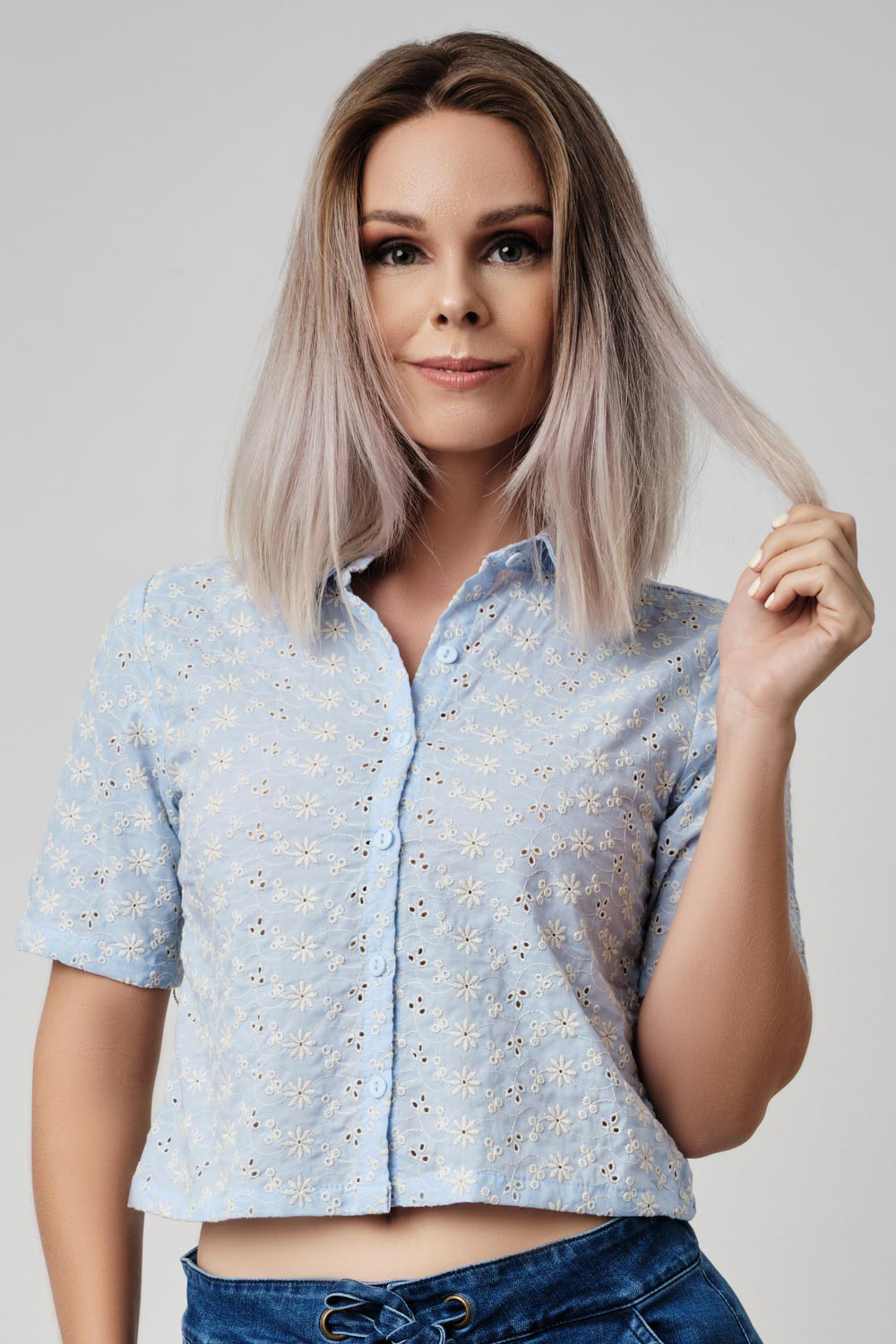 Odel Blue Back Cut Out Cropped Shirt | Odel.lk