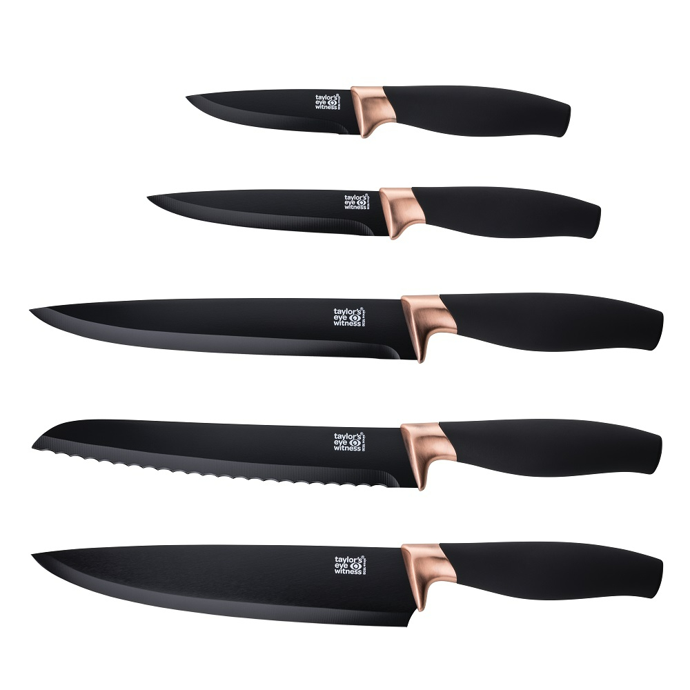 Taylors Eye Witness 5Pc Brooklyn Copper Fan Knife Block Set | Odel.lk