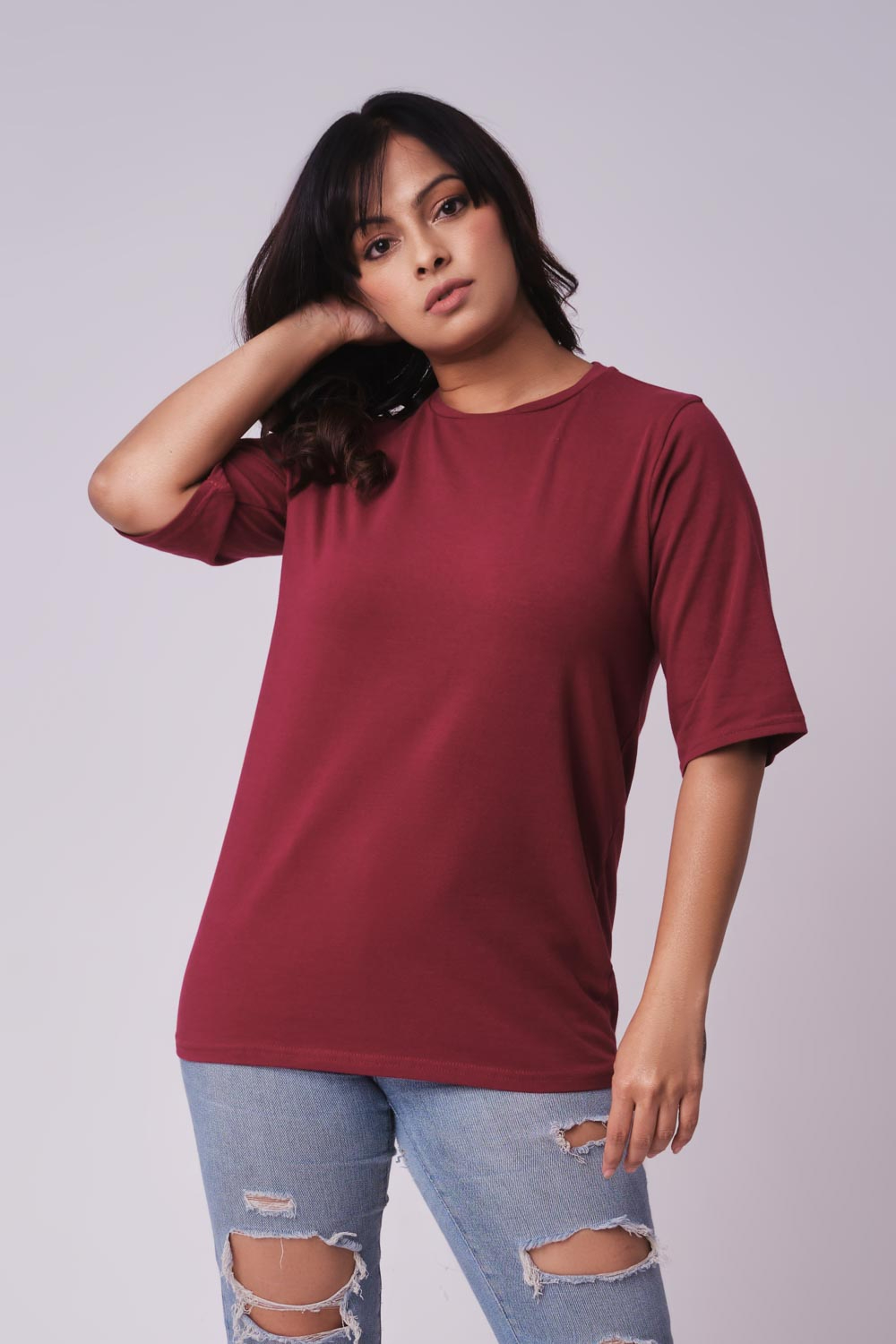 Odel Basics Maroon Drop Shoulder Oversized Tshirt | Odel.lk