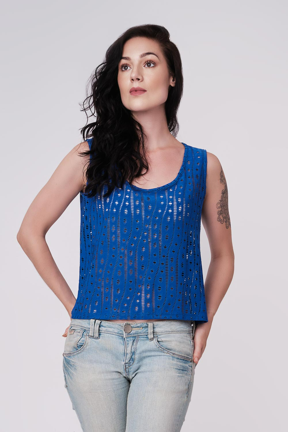 Odel Blue Lace Tank Top | Odel.lk