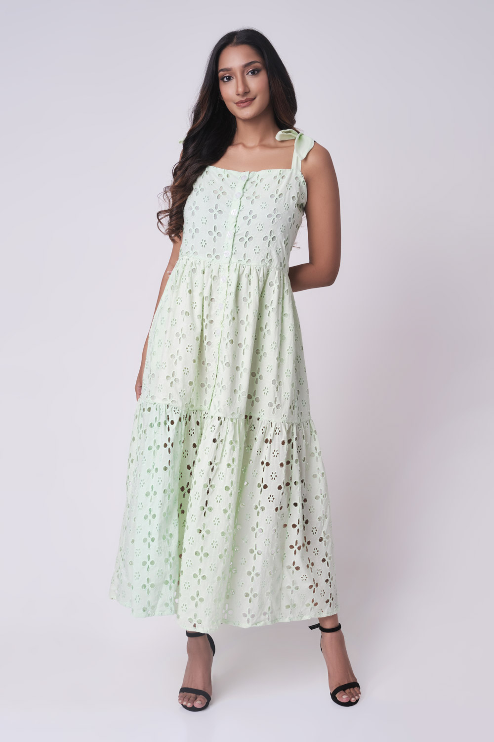 Odel Black & White Strappy Cutlon Midi Dress | Odel.lk