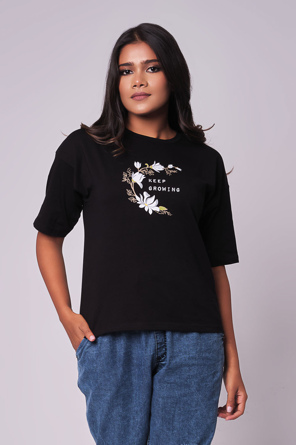 Odel Black Slogan Printed Basic Tshirt | Odel.lk