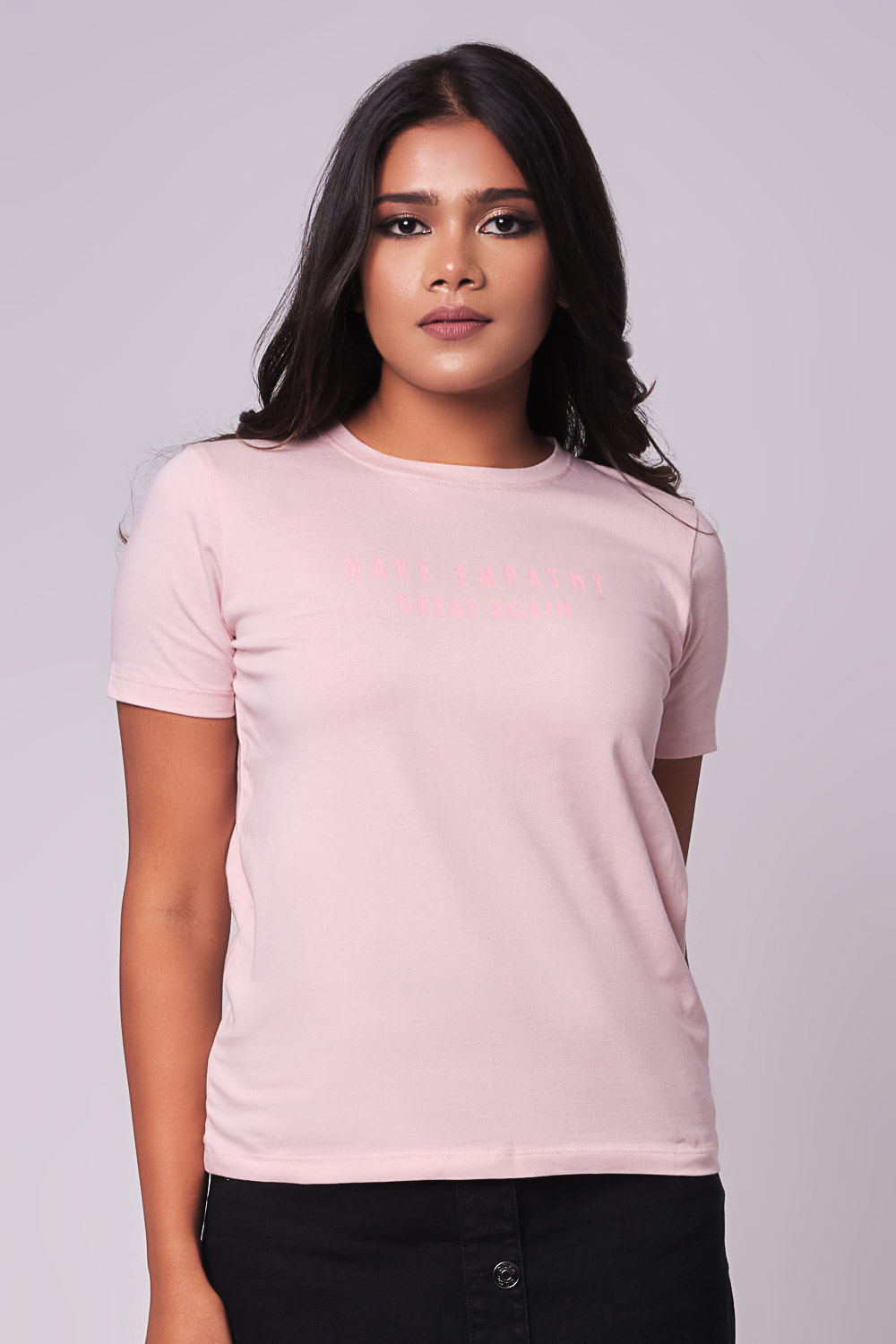 Odel Light Pink Slogan Printed Basic Tshirt | Odel.lk