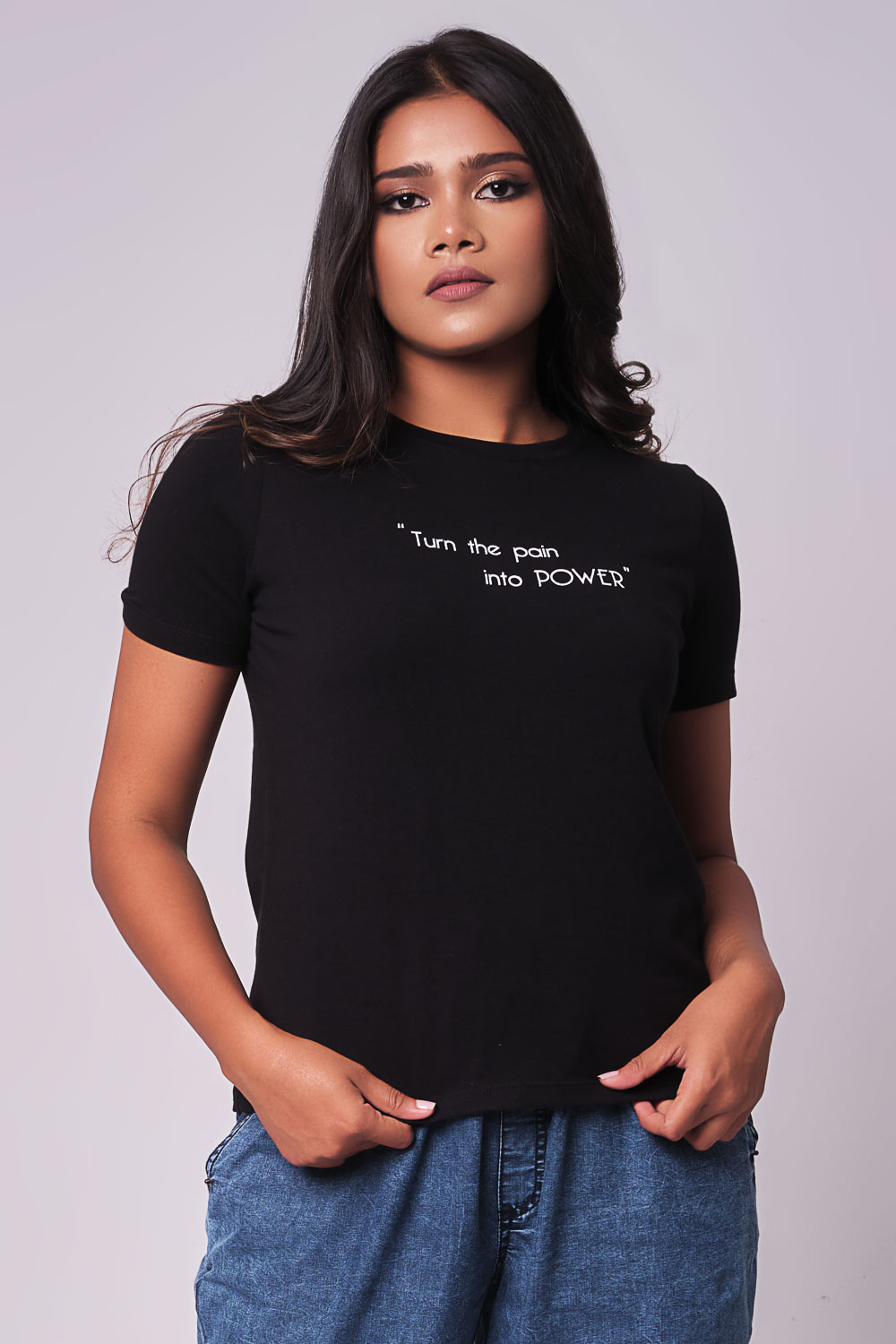 Odel Black Slogan Printed Basic Tshirt | Odel.lk