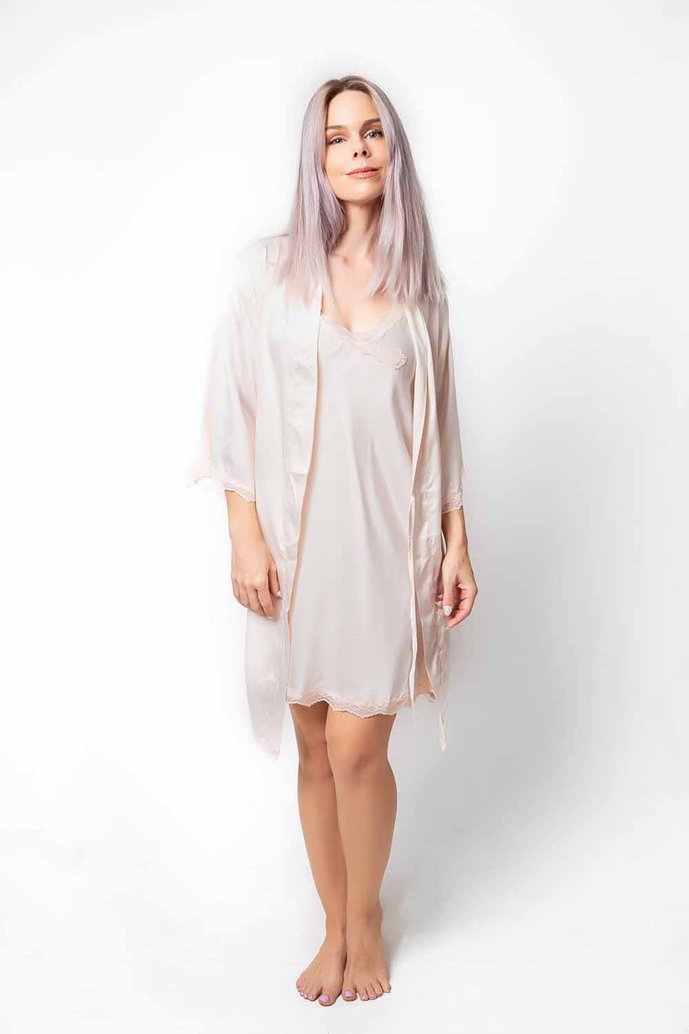 Odel Off White Satin Robe | Odel.lk