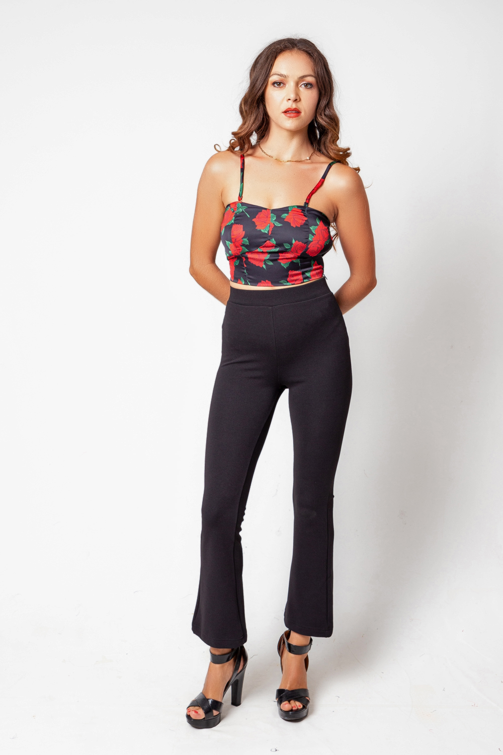 Odel Black Floral Printed Sweetheart Neck Corset Top | Odel.lk