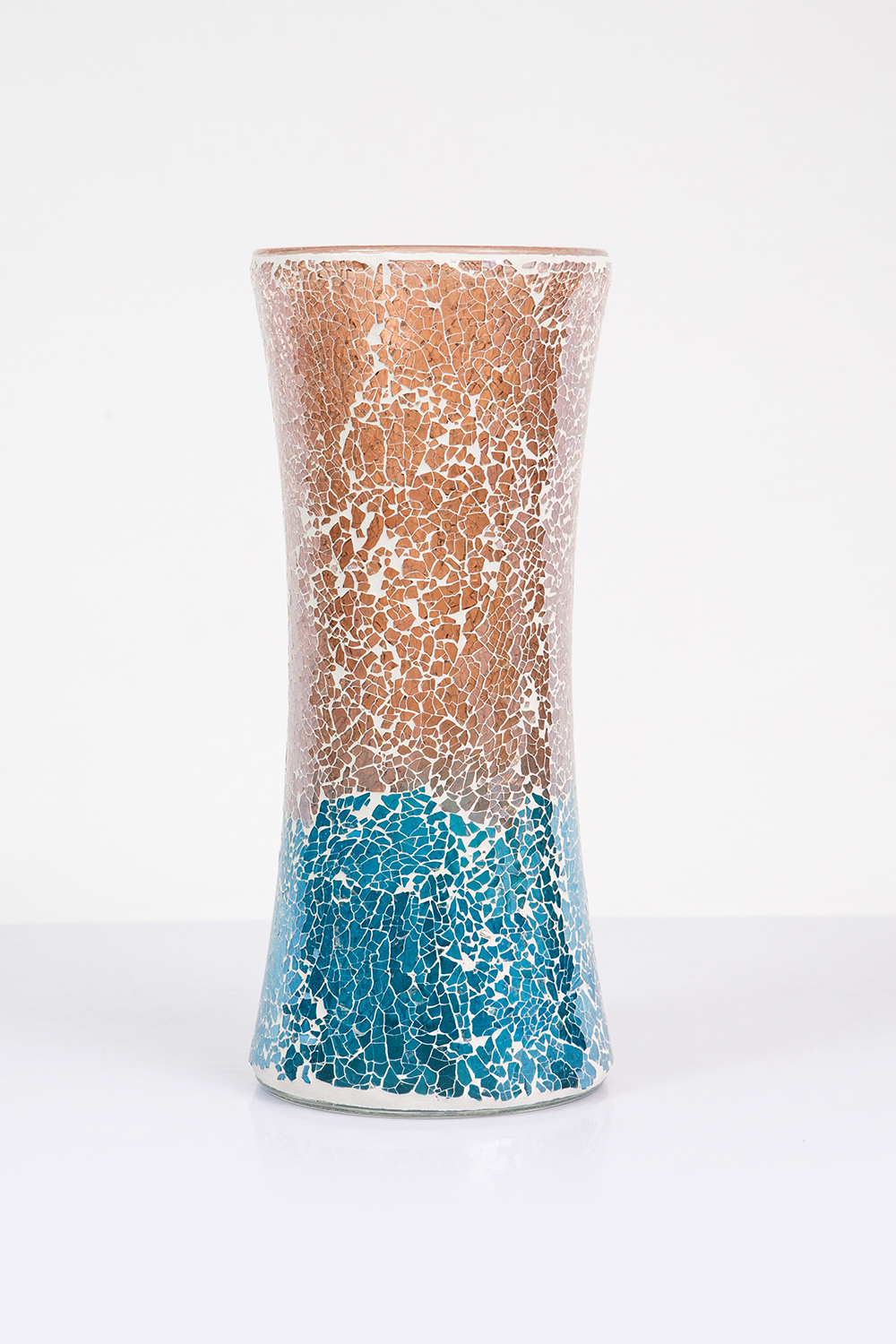 Odel Mosaic Vase Cylinder Blue Pink 12x30cm | Odel.lk
