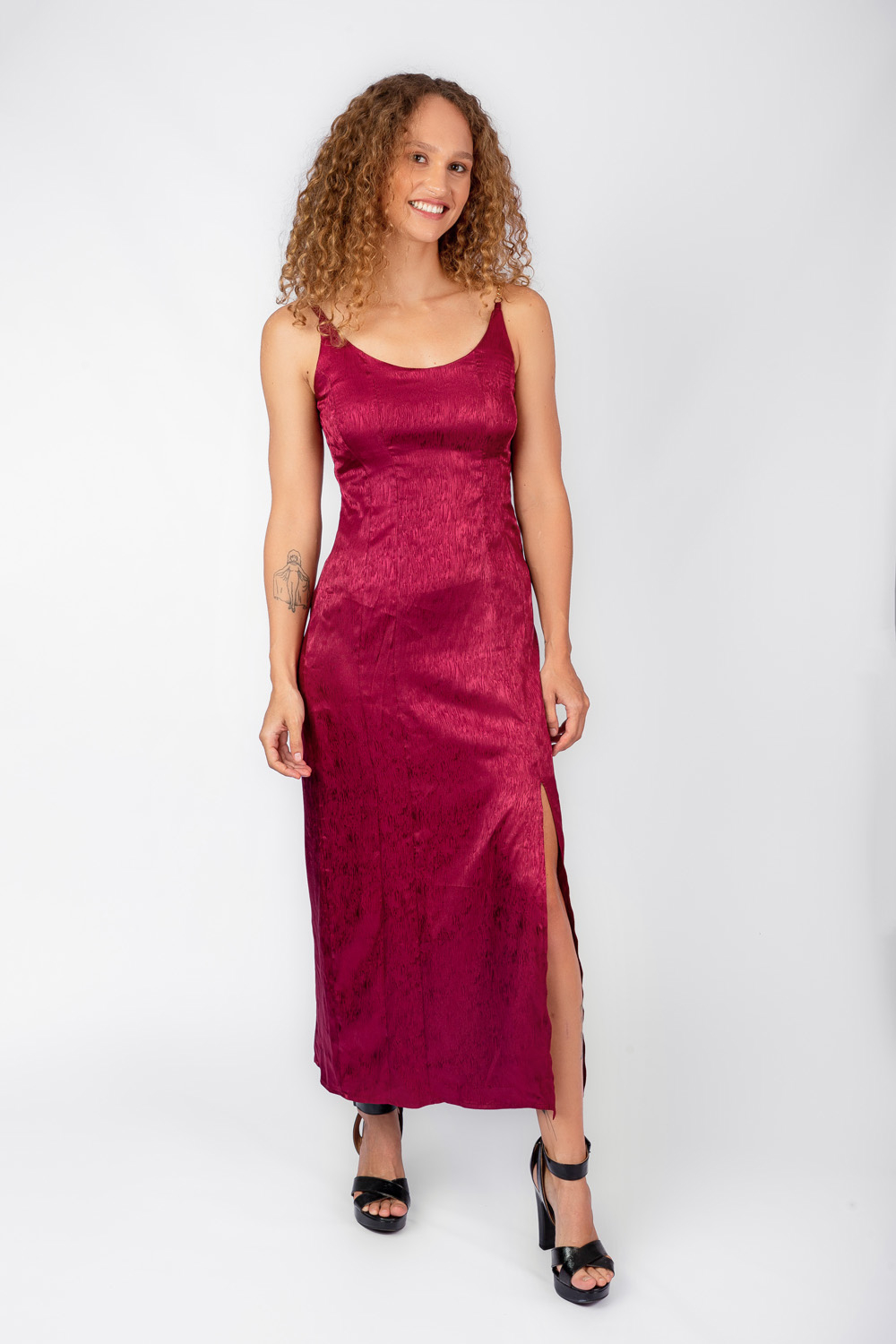 Odel Maroon Strappy Side Slit Maxi Dress | Odel.lk