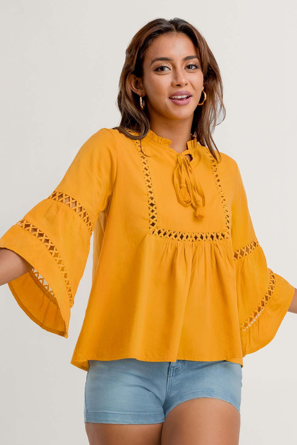 Cotton Collection Mustard Top By Coco | Odel.lk