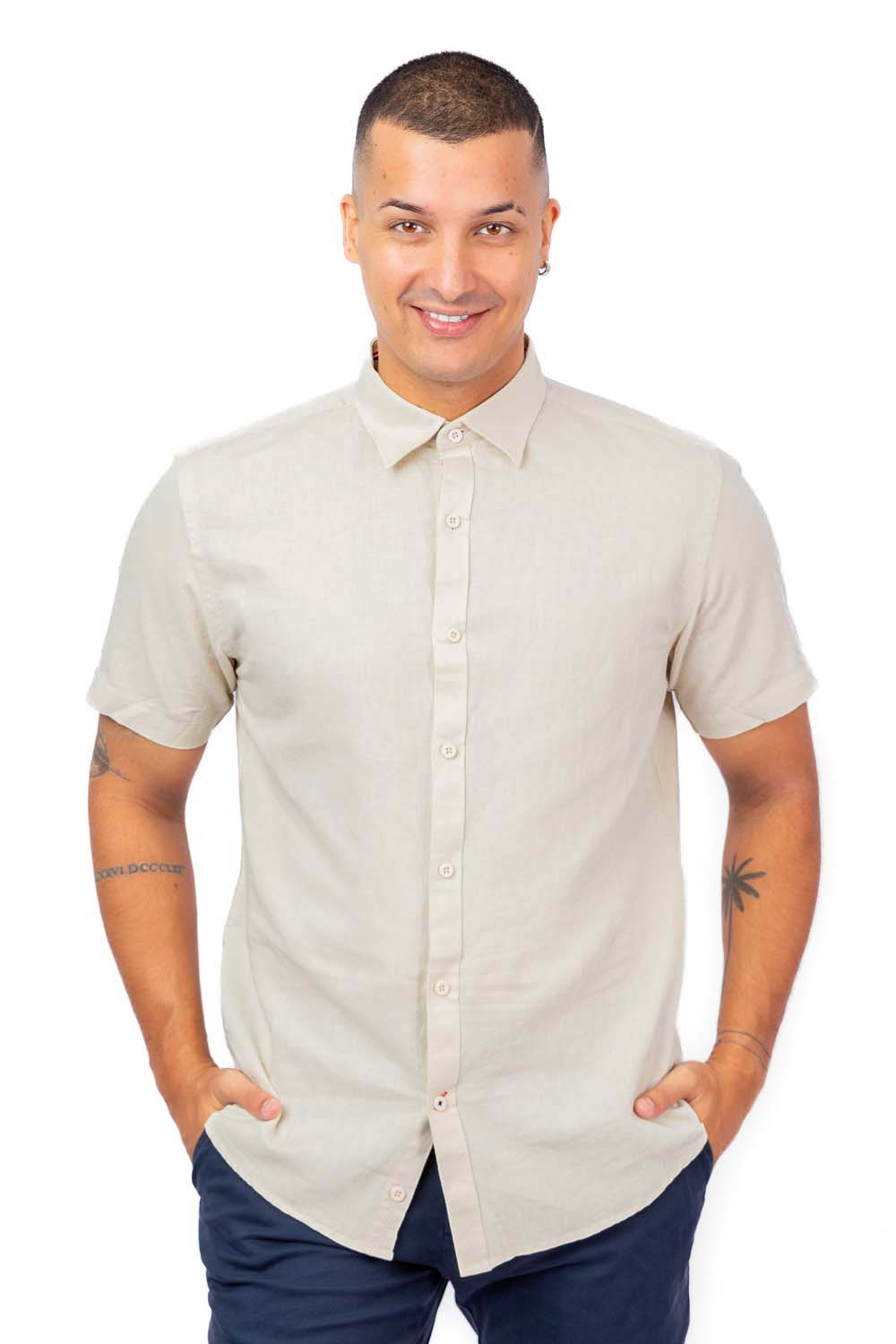 Premium Solid Linen Short Sleeve Shirt | Odel.lk