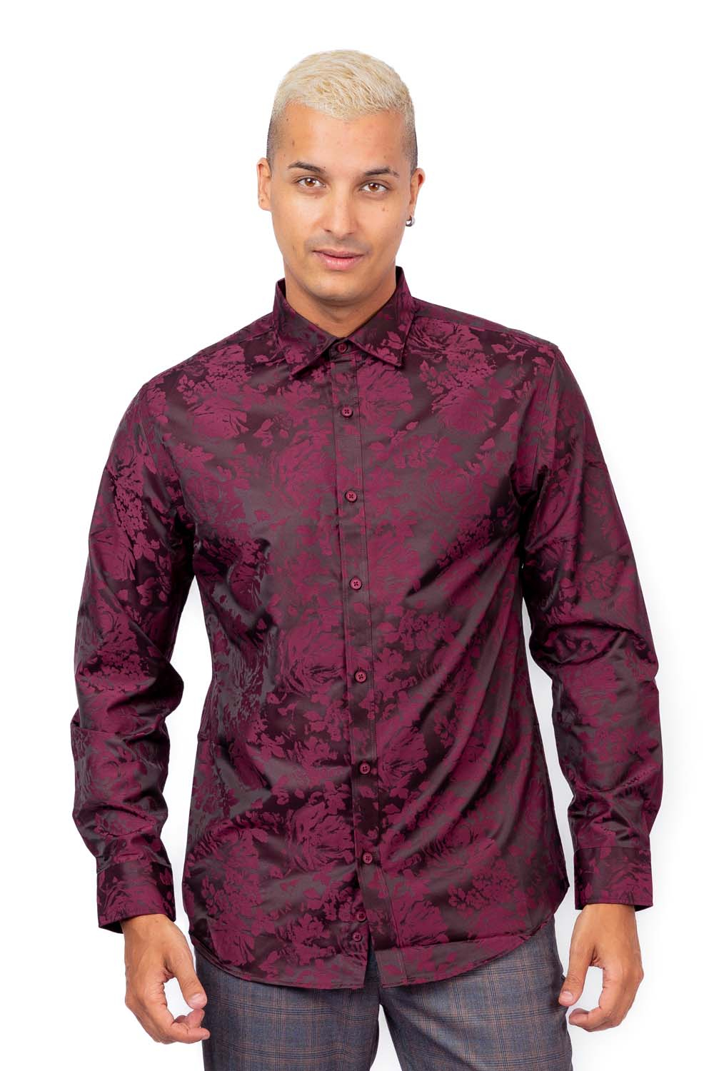 Odel Maroon Jaquard Party Shirt | Odel.lk