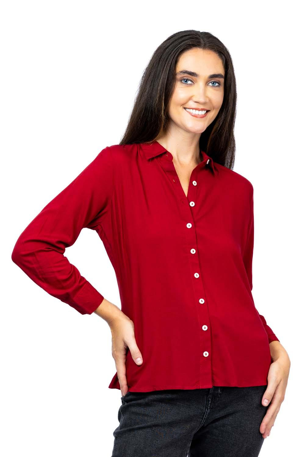 Closet Maroon Basic Long Sleeve Shirt | Odel.lk