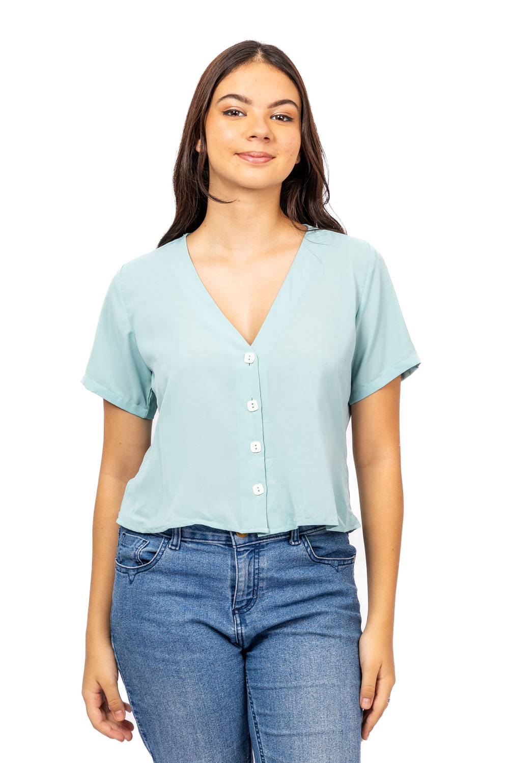 Closet Light Blue Short Sleeve Buttoned Top | Odel.lk