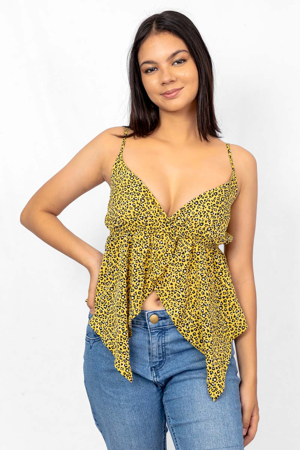 Biconic Yellow Assymetric Peplum Top | Odel.lk