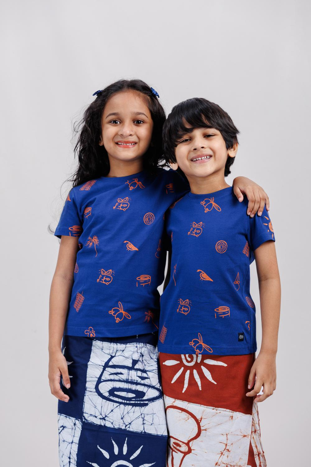 Luv Sl Kids Unisex Tshirts Navy Blue All Over Print Design | Odel.lk