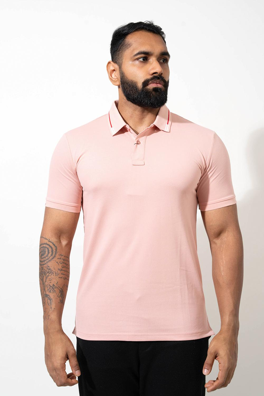 Premium Pink Solid Polo | Odel.lk