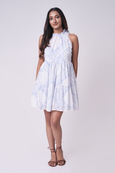 Cotton Collection Blue Dress By Coco | Odel.lk