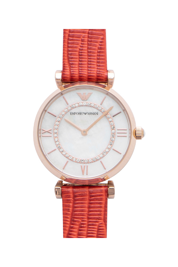 EMPORIO ARMANI AR11322 GIANNI T-B LEATHER RED WOMEN WATCH | Odel.lk