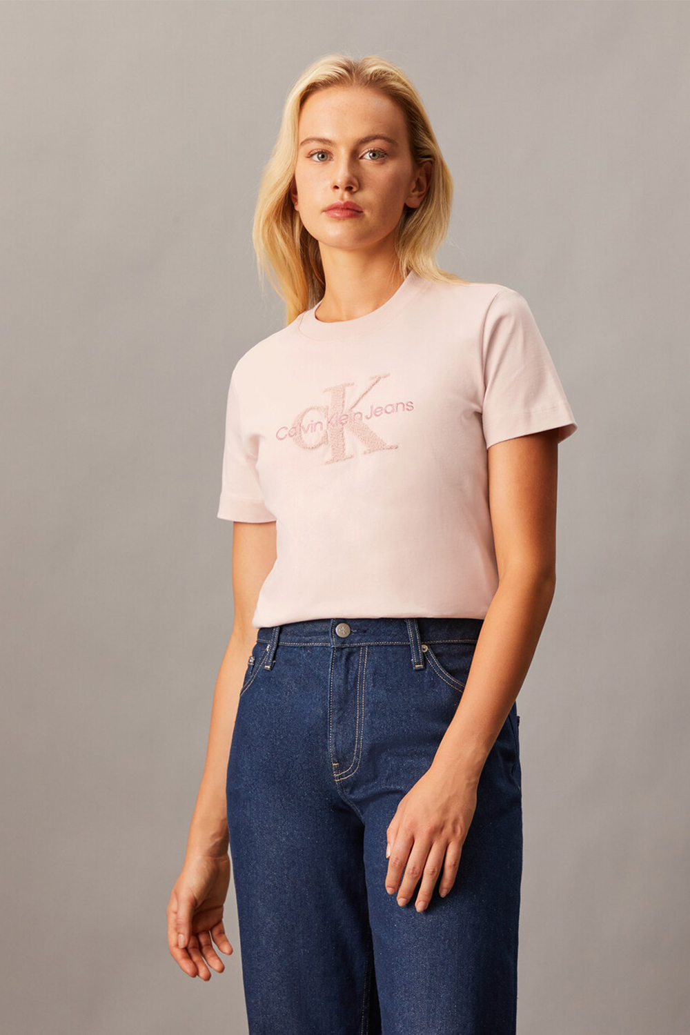 Calvin Klein Women's Chenille Logo Regular Fit T-Shirt | Odel.lk