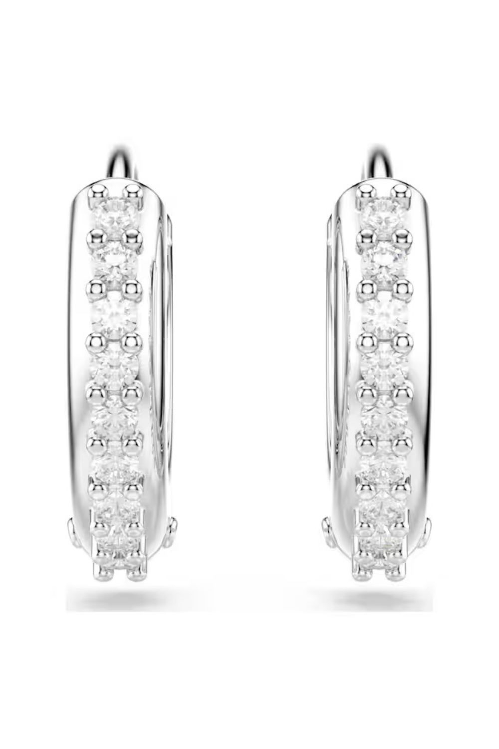Swarovski Matrix Round Cut Rhodium Plated Hoop Earrings | Odel.lk