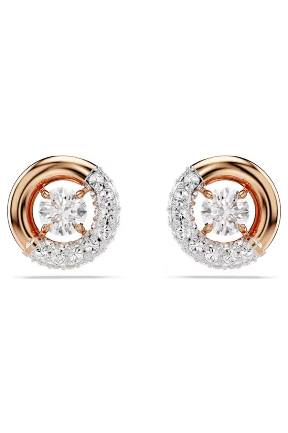 Swarovski Dextera Round Cut Rose gold-tone Plated Stud Earrings | Odel.lk