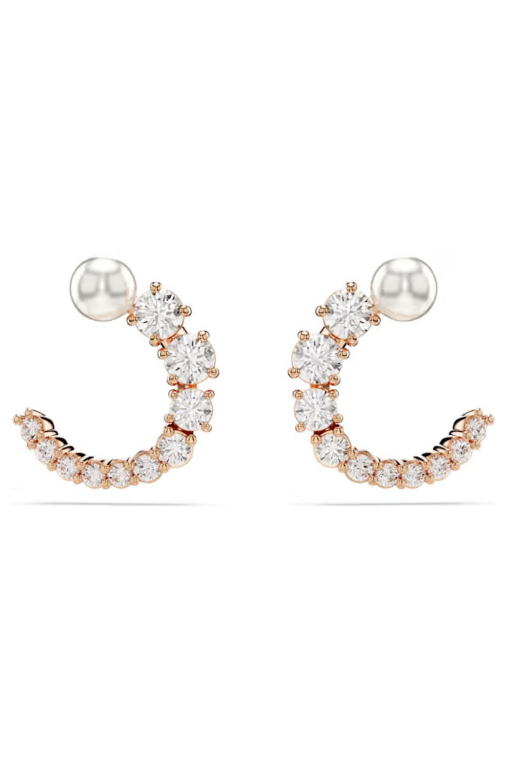 Swarovski Matrix Crystal Pearl Rose gold-tone Plated Hoop Earrings ...