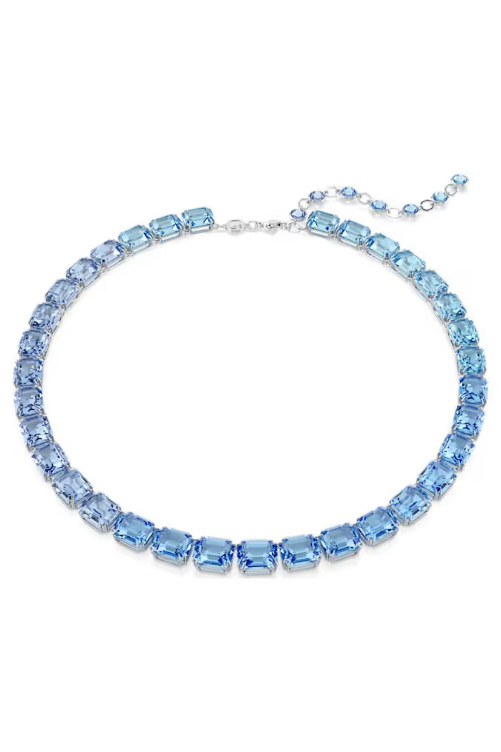 Swarovski Millenia Blue Octagon Cut Rhodium Plated Necklace | Odel.lk