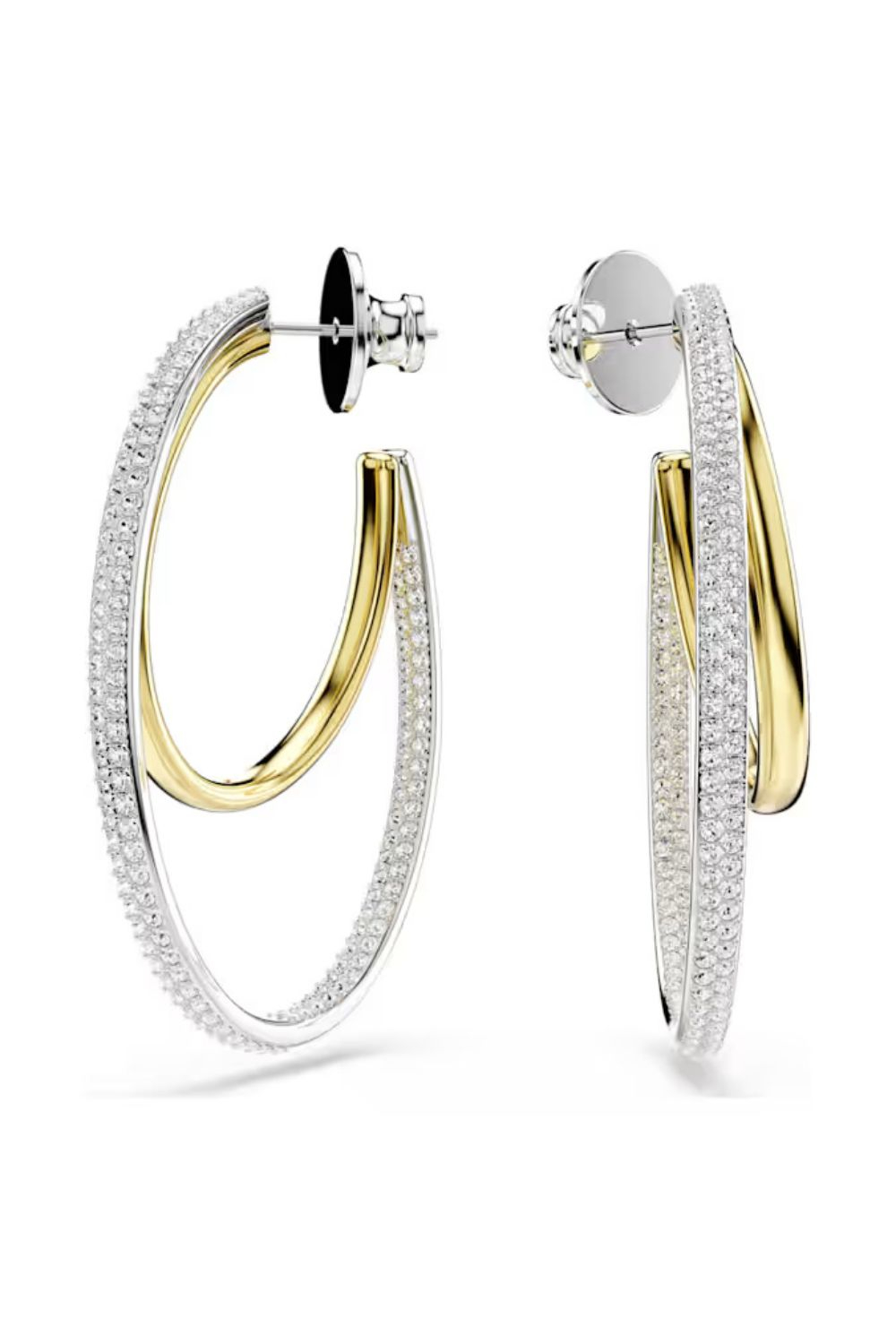 Swarovski Hyperbola White and Mixed Metal Finish Hoop Earrings | Odel.lk