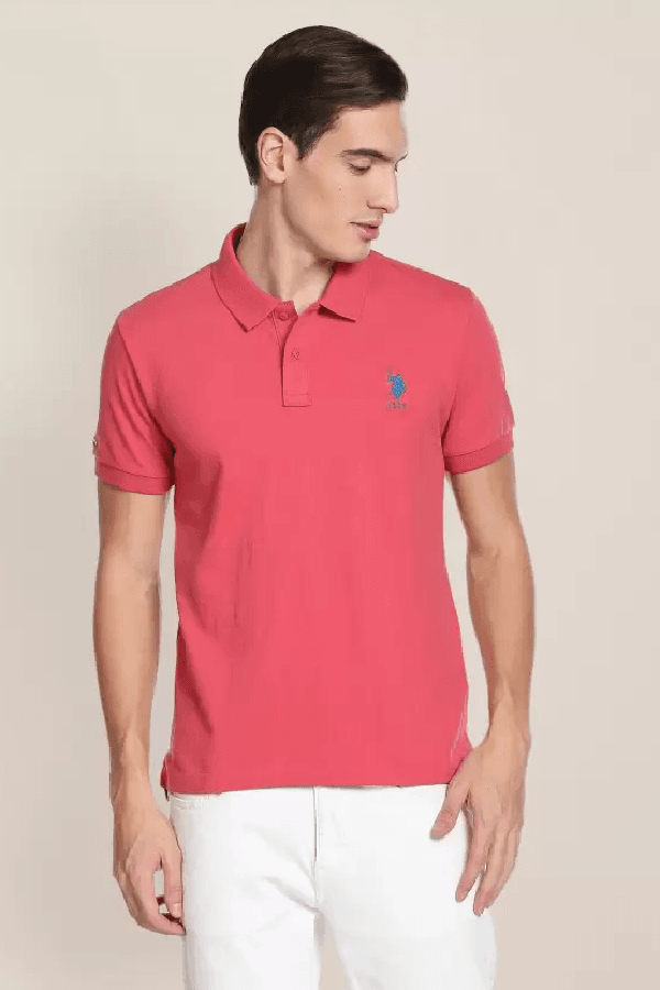 Us Polo Men's Peach Short Sleeved Polo | Odel.lk